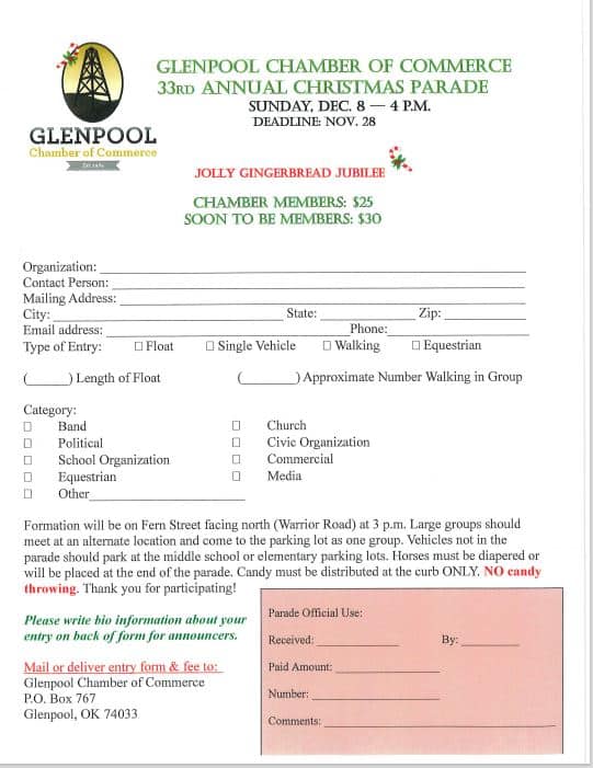 33rd Annual Christmas Parade - Glenpool Chamber of Commerce